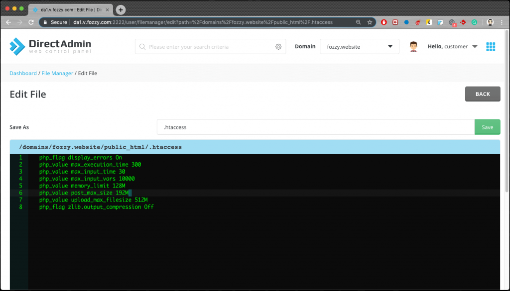 How to change PHP settings - Fozzy hosting knowledge base